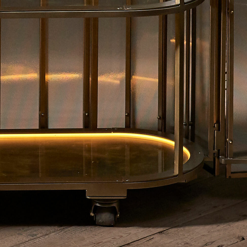 SHIMMER BAR CABINET-F.BRASS&FACETED GLS(UK) - Indeca Living